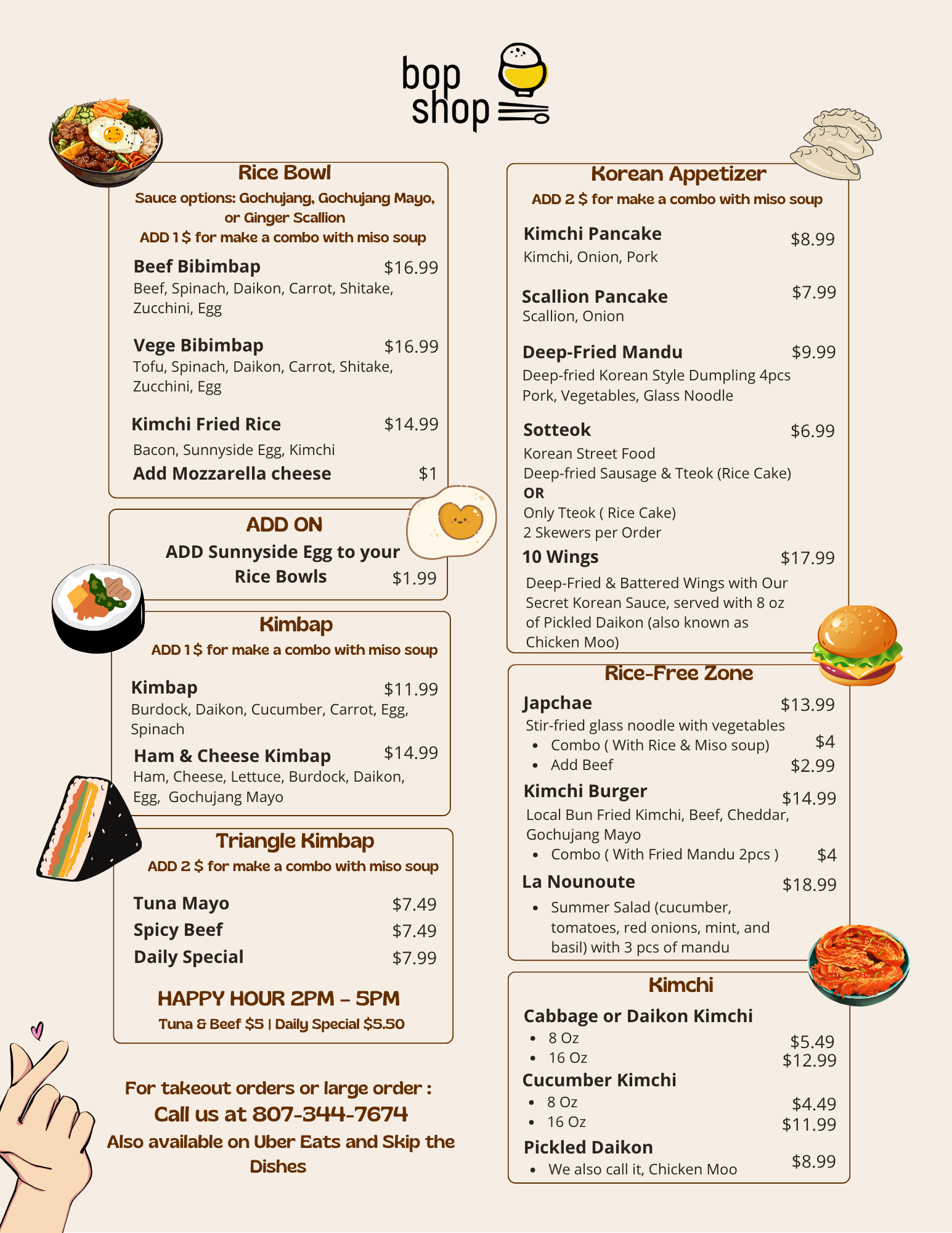 Menu – Bop Shop